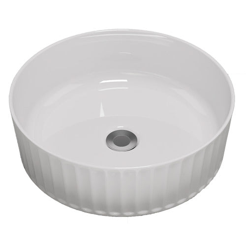 Timberline Allure Flute Above Counter Basin 360mm, Gloss White – Mimicoco